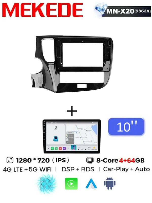 Магнитола Mekede MN X20 Pro 4+64G 10.2 дюймов Mitsubishi Outlander 3 GF0W GF0W GG0W 2018-2021