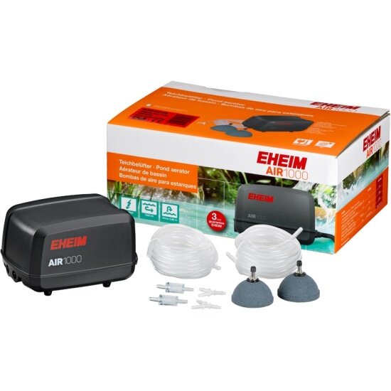 Компрессор для аквариума и пруда Eheim AIR 1000 двухканальный, 2 шланга, 2 распылителя, 2 обратных клапана 1000л/ч