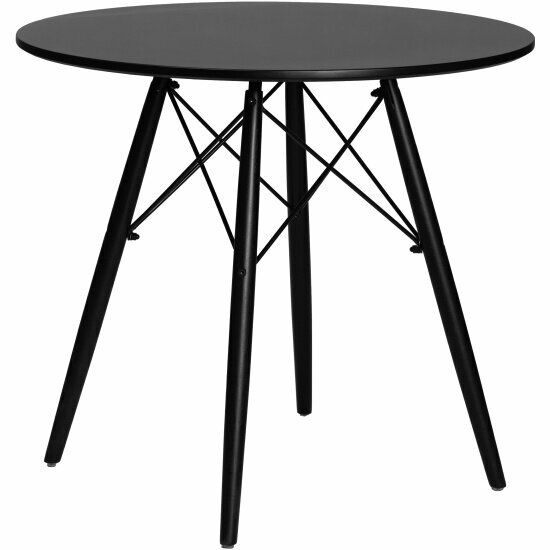 Стол обеденный Dobrin CHELSEA`80 BLACK (столешница черная, основание черное)