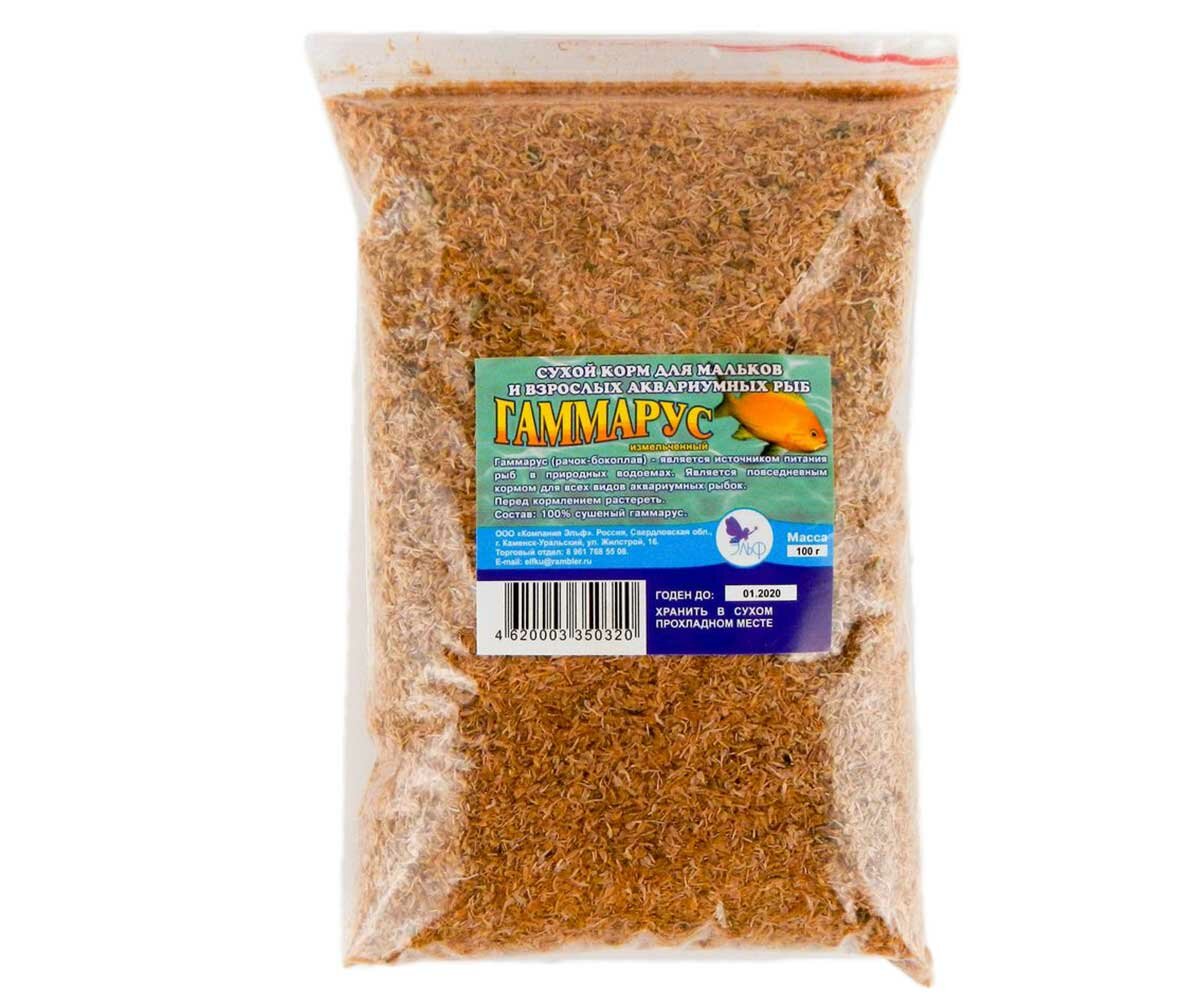 Корм для рыб гаммарус Эльф измельченный 100г