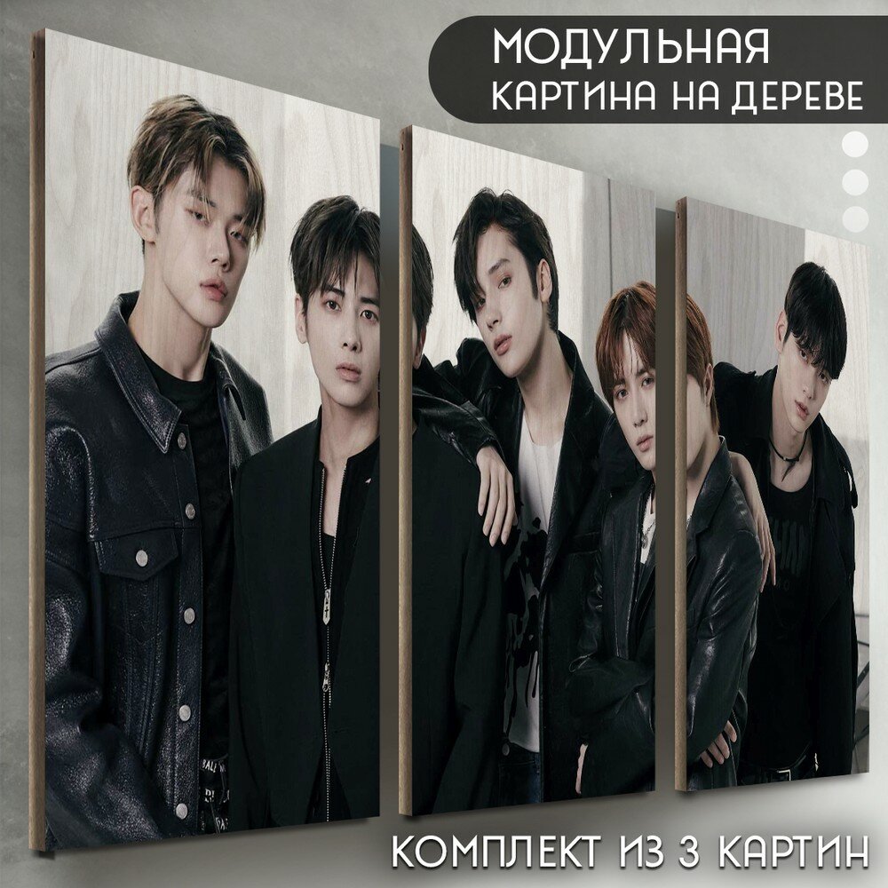 Модульная картина на дереве "Музыка Txt (Tomorrow X Togethe Южная Корея, K pop, Тхэхён, Ёнджун, Бомгю, Хюнин Кай, Субин - 6703"