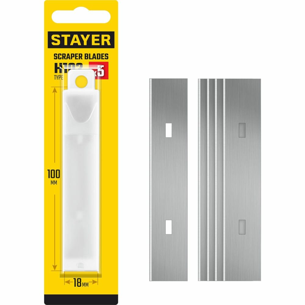 Лезвие для скребков STAYER, прямоугольное, сталь SK5, без покрытия, комплект пяти штук