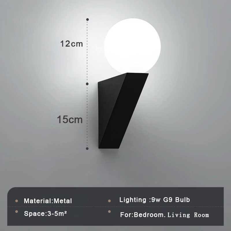 Настенные светильники Accoval, стеклянные шарики, белый/черный Neutral Light, Black 9W