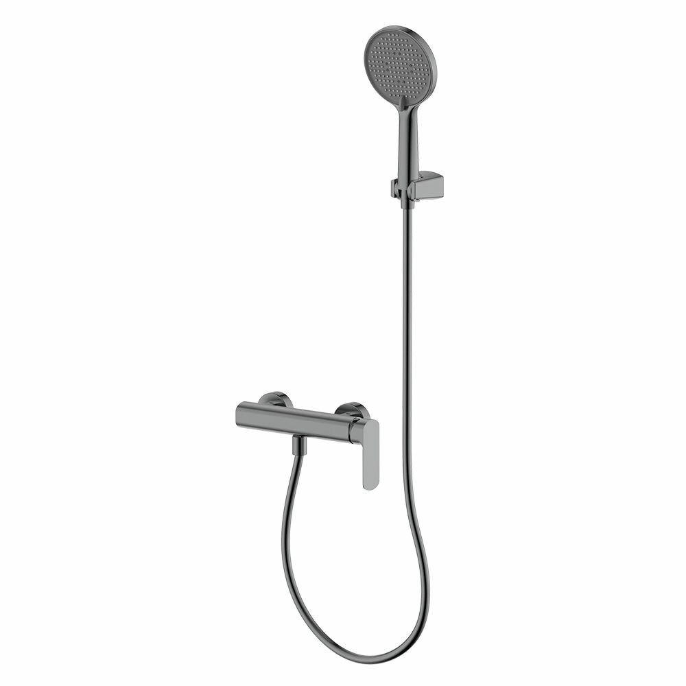 Смеситель для душа с душевым гарнитуром, метал Gun metal, AQUAme Monza AQM6313GM
