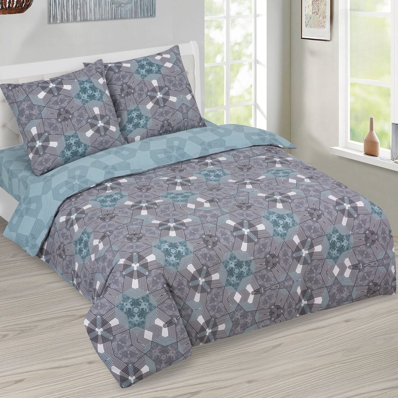 Постельное белье 2-сп с Европростыней Бязь (2 наволочки 70х70) Арт. 509 "Токио"