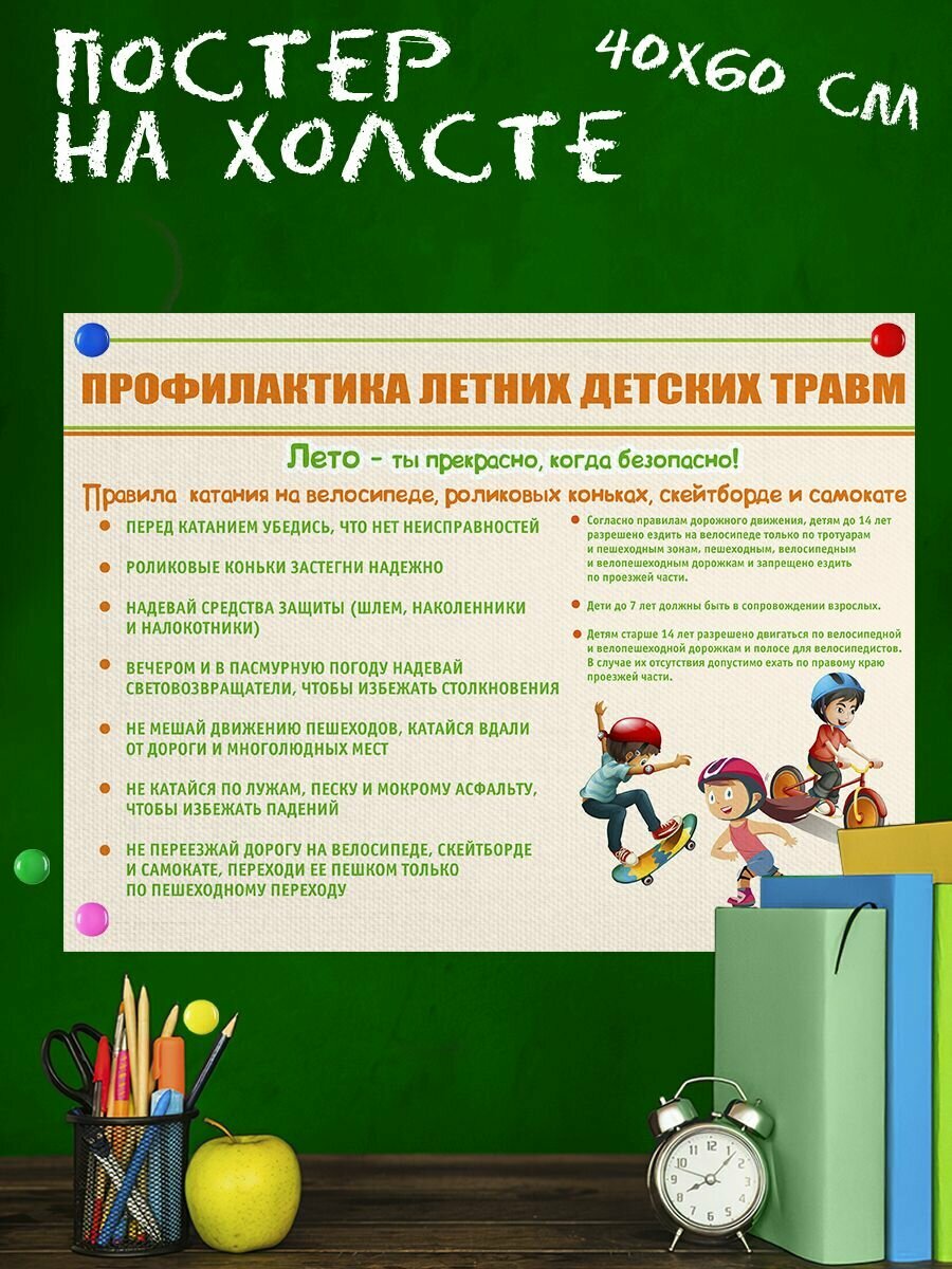 Обучающий постер-плакат для школы Безопасность ребенка на воде ОБЖ (1) 40х60 см