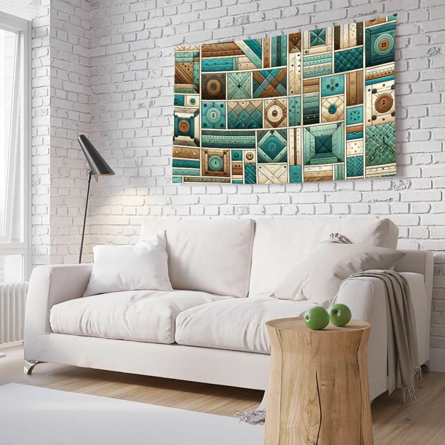 Горизонтальное фотопанно на стену JoyArty "Голубой пэчворк", из ткани, 100х150 см