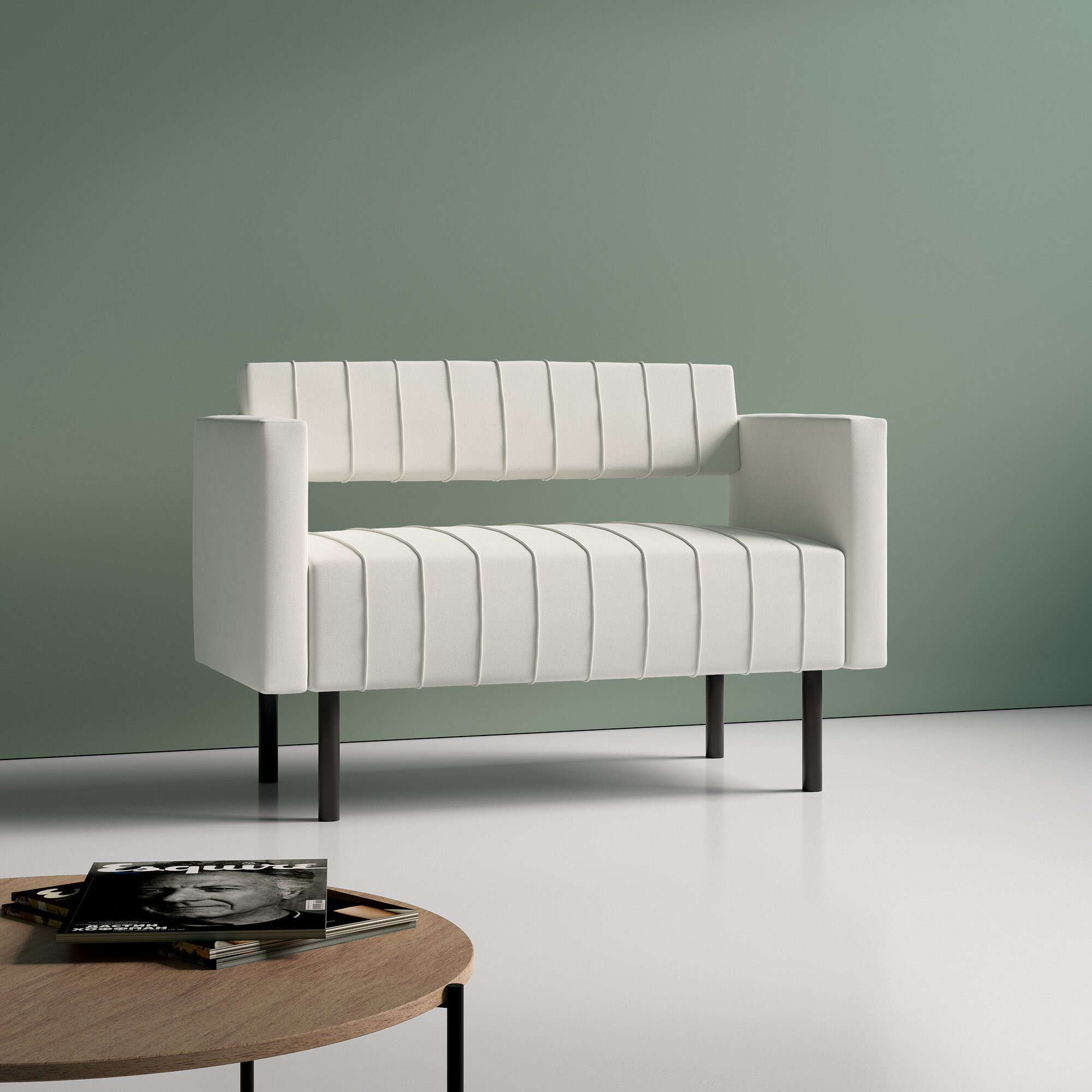 Диван RAIN, на кухню, в холл, в студию, 116 см, антивандальный велюр, белый