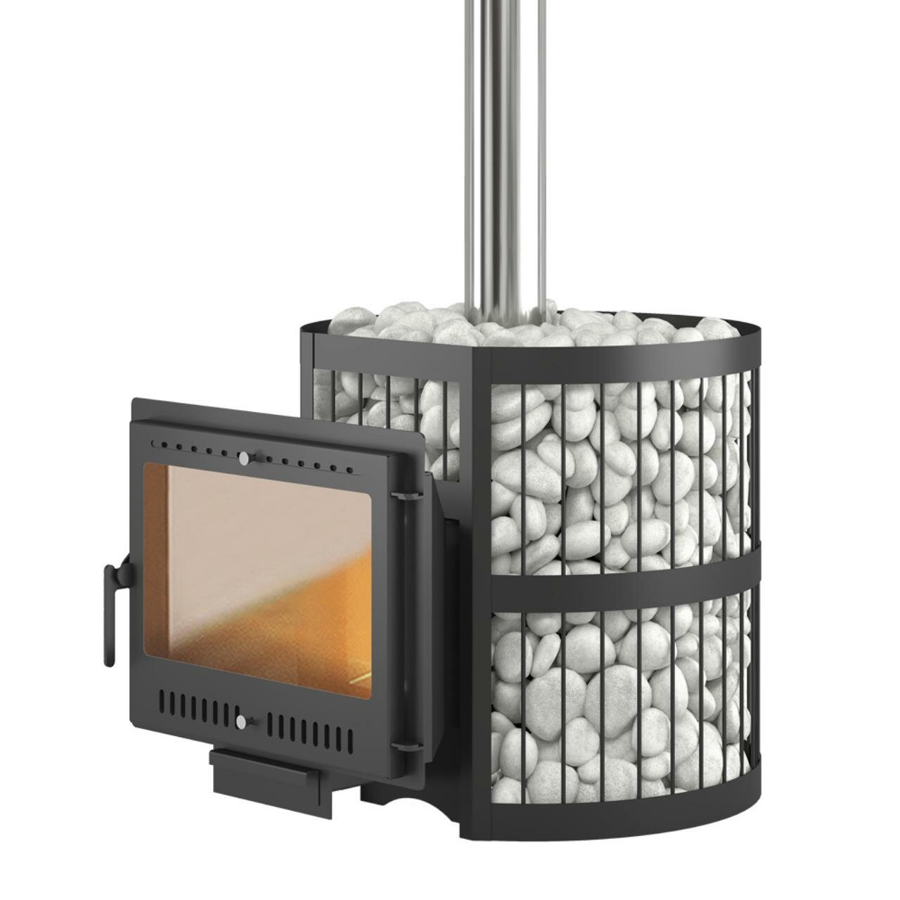 Чугунная печь для бани ЭТНА Стандарт 24 (Панорама) "М" диаметр дымохода: 120 мм