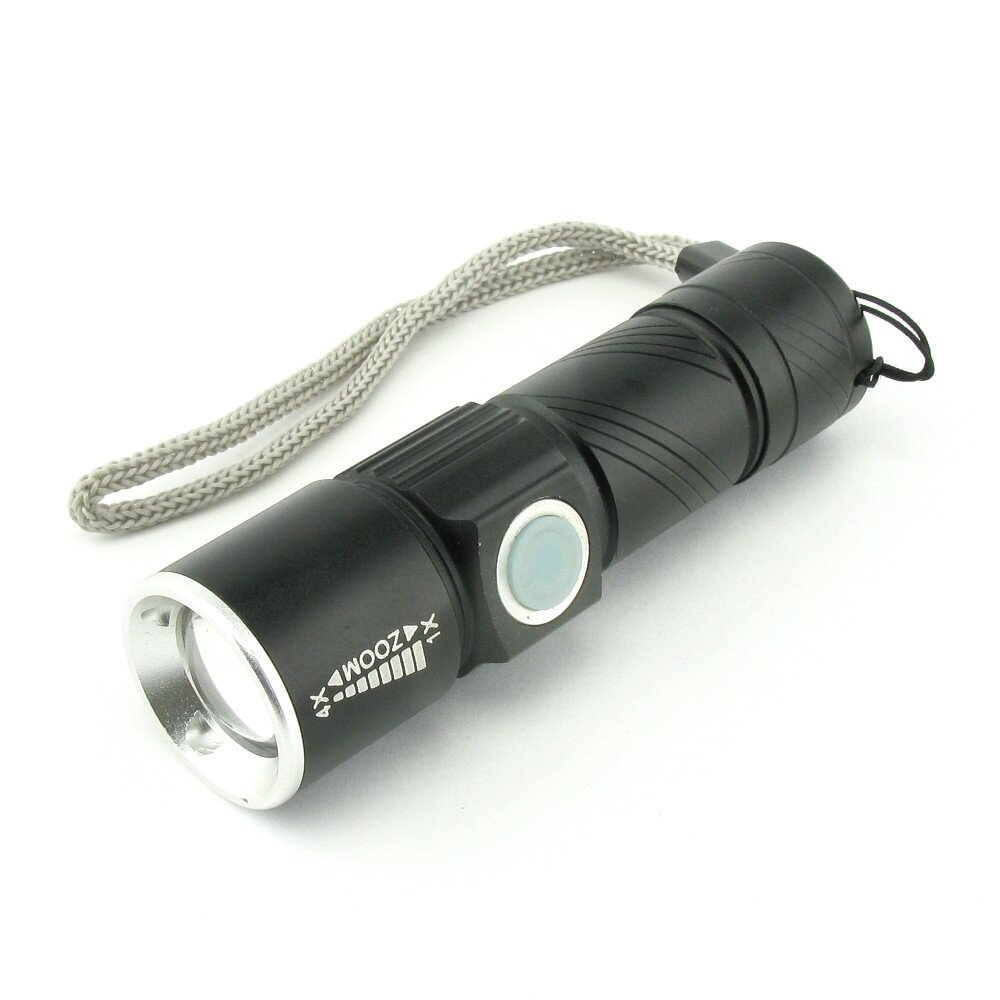 Фонарь WY6434 (1xCree XPE, встроенный акк, zoom, зарядка от USB, цвет черный)