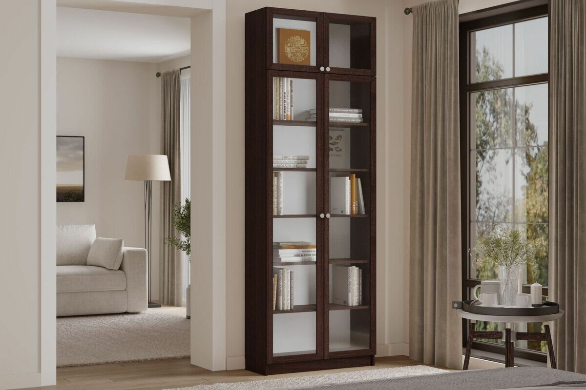 Библиотека Билли-20 Хит с антресолью Венге Цаво для документов для книг для обуви для одежды для посуды двухдверный 60*250*30