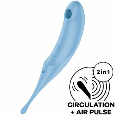 Satisfyer Twirling Pro, голубой, 20 см Точечный виброротатор с вакуум-волновой стимуляцией