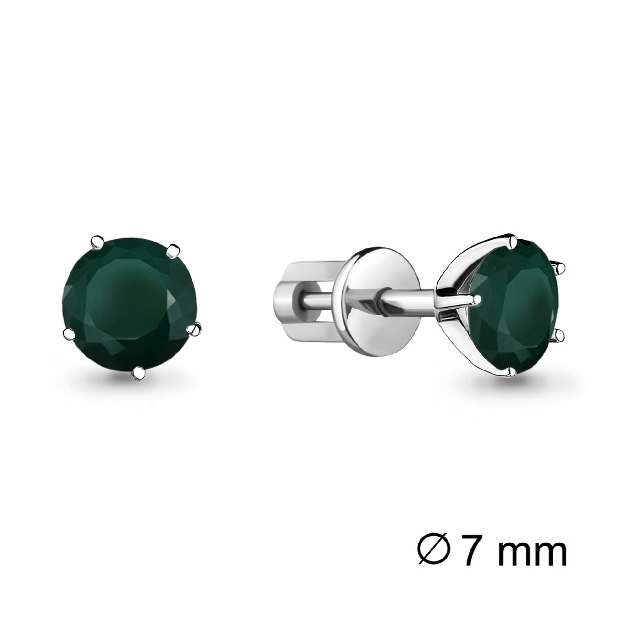 Серьги пусеты, серебро, 925 проба, родирование, агат