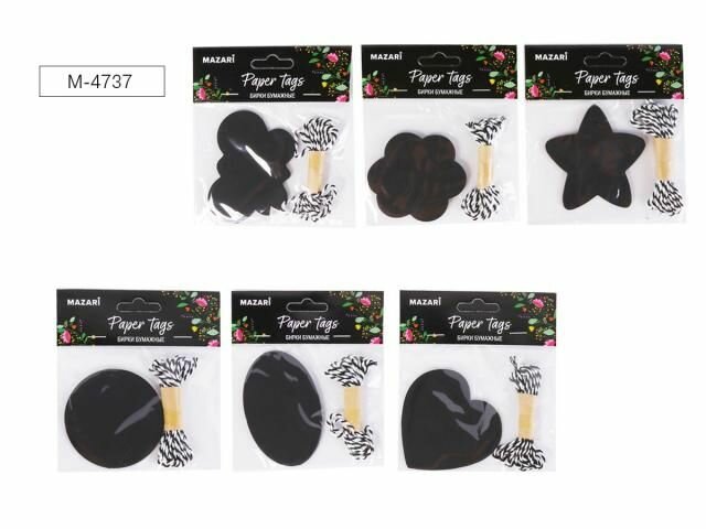 Набор бирок бумажных M-4737 TAG, 7 х 7,5 см, в комплекте: 5 бумажных бирок, шнур 2м, ассорти 6 дизай