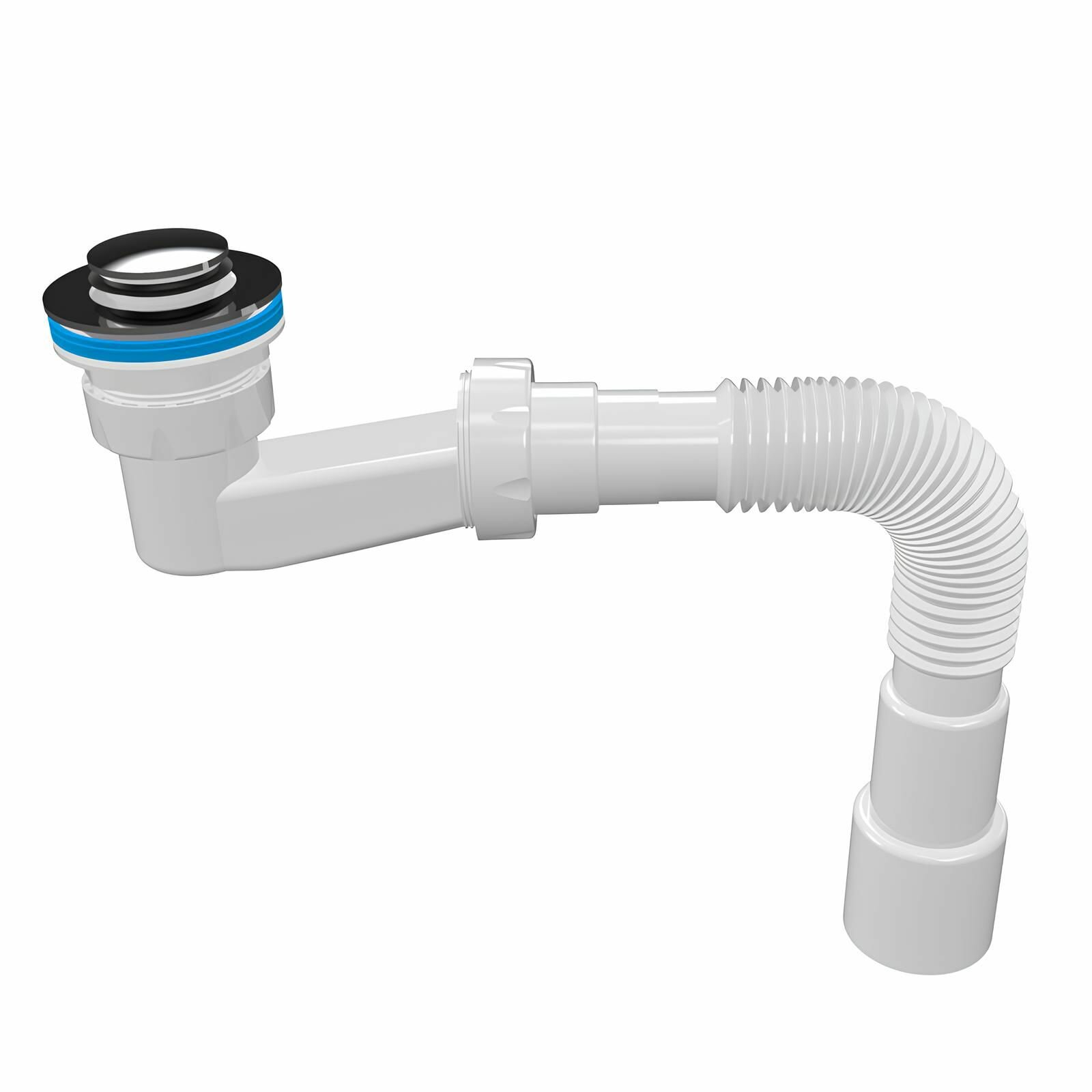 Сифон для душевого поддона с механизмом Click-clack, Aquanova, хром, белый