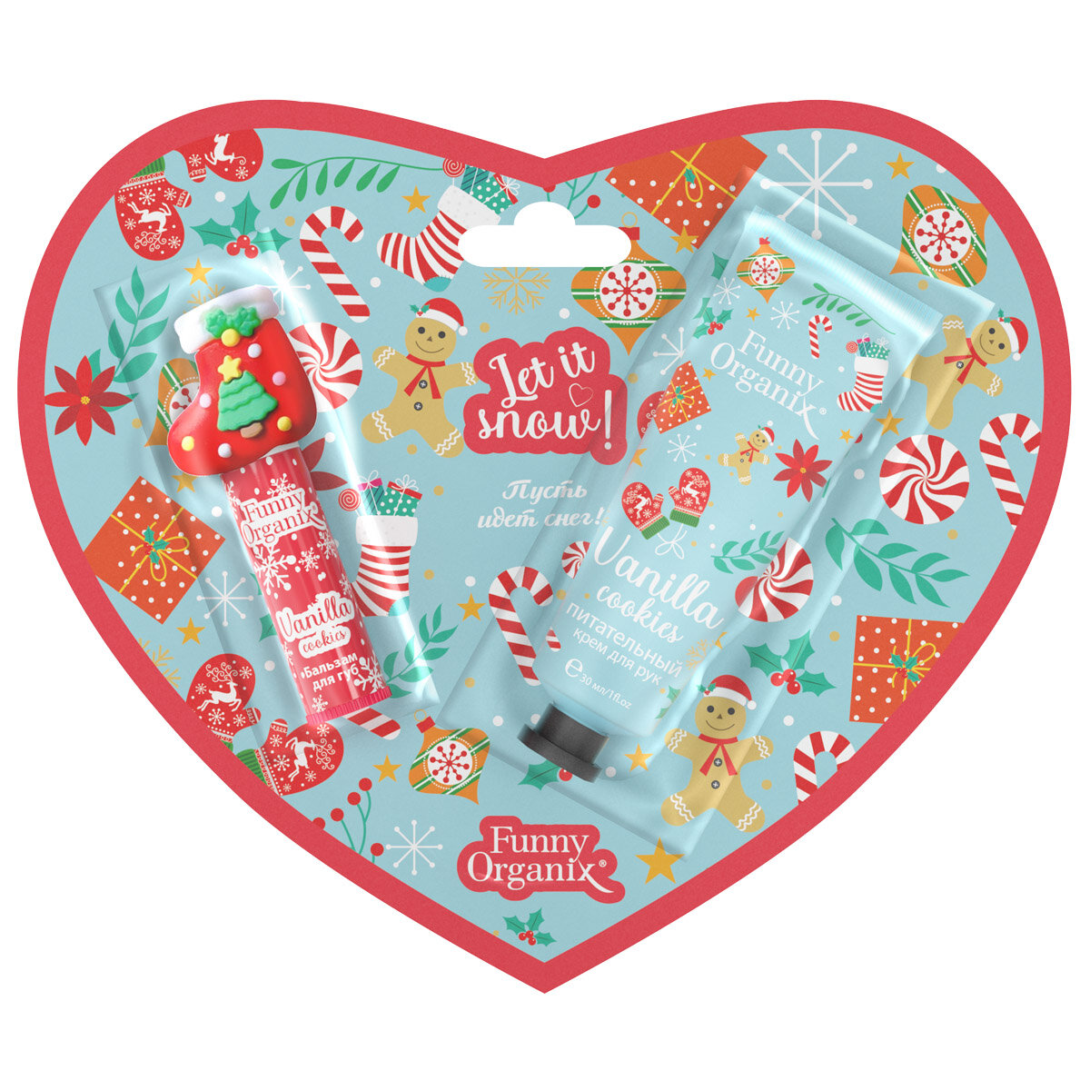 Подарочный набор Funny Organix женский Ванильное печенье Крем для рук 30мл + Бальзам для губ