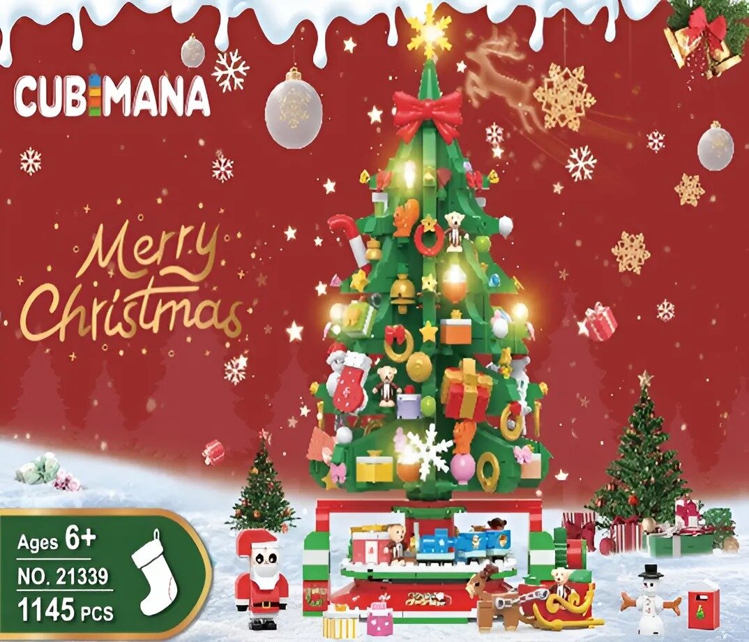 Конструктор 3D Balody Новогодняя Заводная Елка, подсветка, мини фигруки, 1145 деталей - BA21339