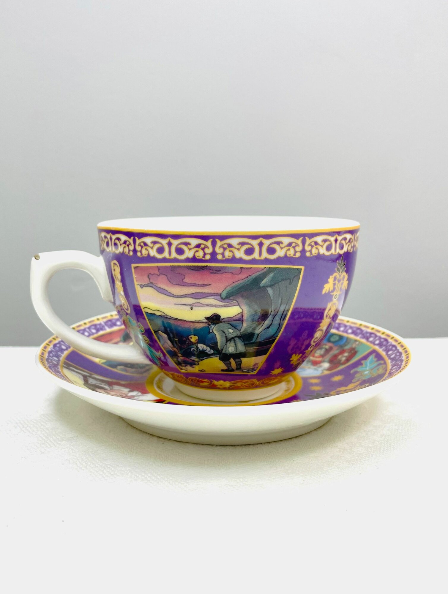 Чайная пара, чашка с блюдцем, "А. С. Пушкин, Сказка о рыбаке и рыбке", федерация, в подарочной коробке