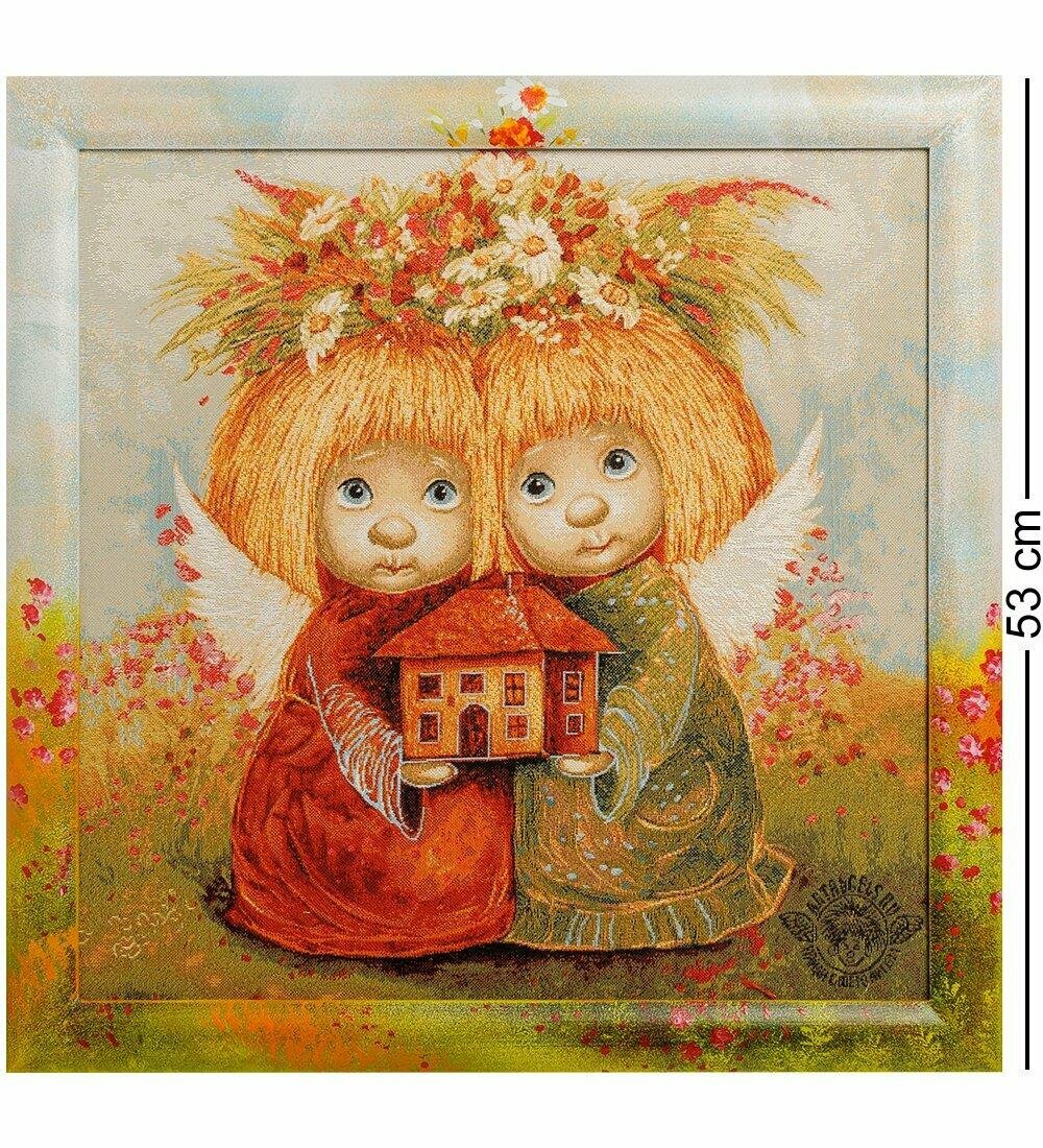 Гобелен в расписной раме Ангелы хранители дома 45х45 A2110696 Artangels, Гобелен, дерево