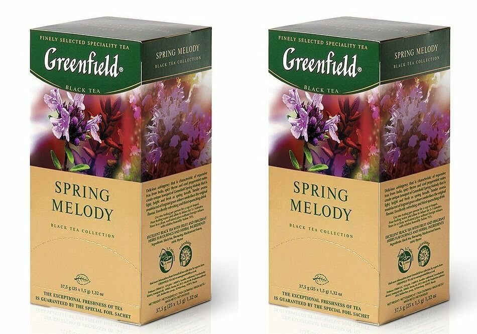Greenfield Чай черный Spring Melody, 25 пакетиков по 1,5 г, 2 уп