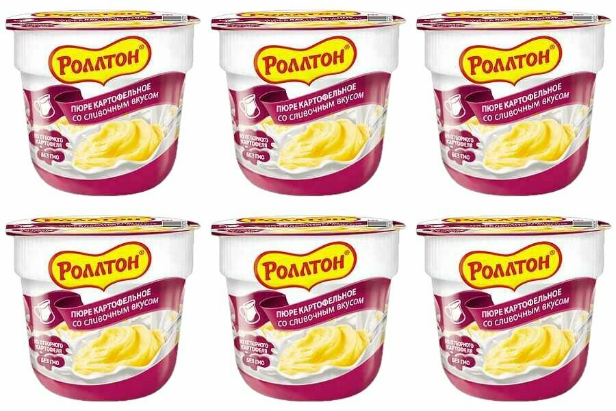 Роллтон Картофельное пюре быстрого приготовления, сливочное, 40 г, 6 уп