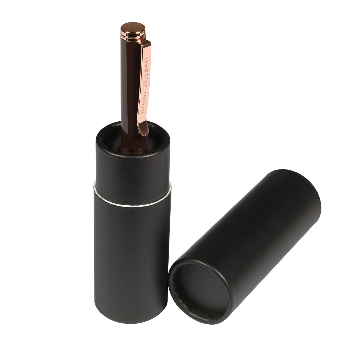 Ручка "VENEZIA CLASSICO" В картотнном тубусе, 1,0 ММ, синяя (корпус коричн, футляр черный)