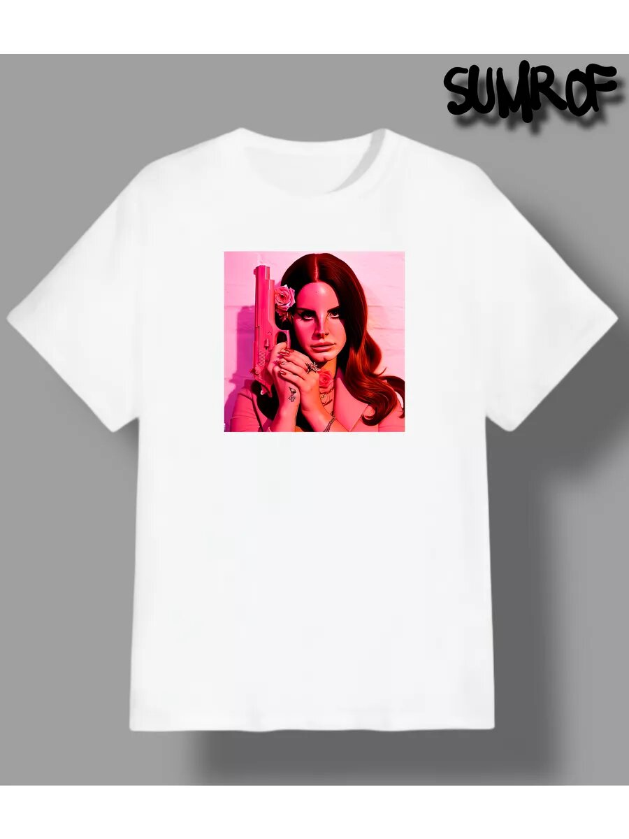 Футболка лана дель рей с пистолетом