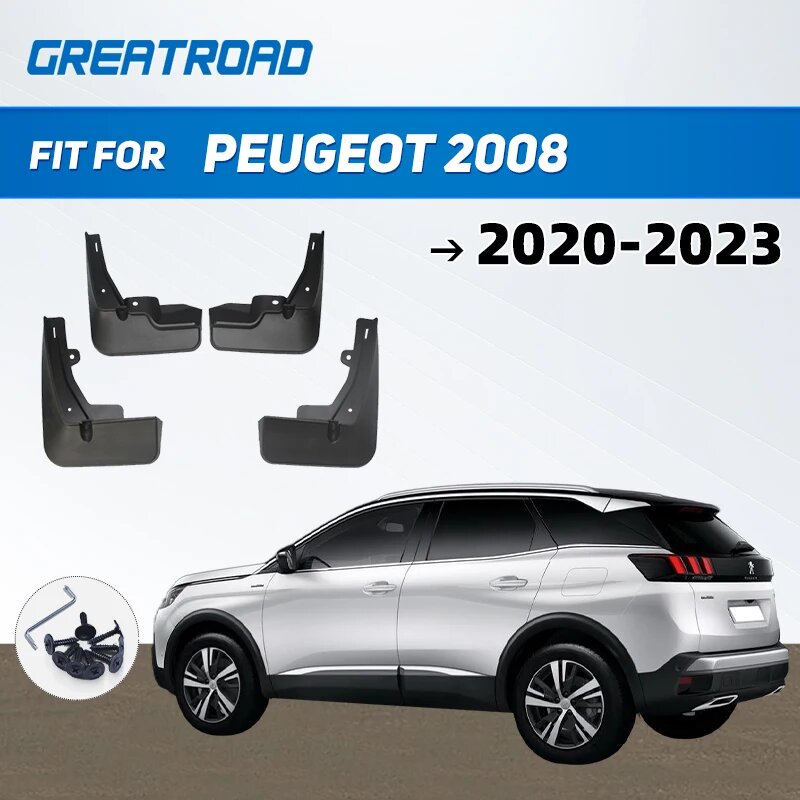 Автомобильный брызговик для Peugeot 2008, аксессуары 2022 2021 2020 2019 ~ 2013, переднее и заднее крыло, брызговики, брызговики 2018 2017