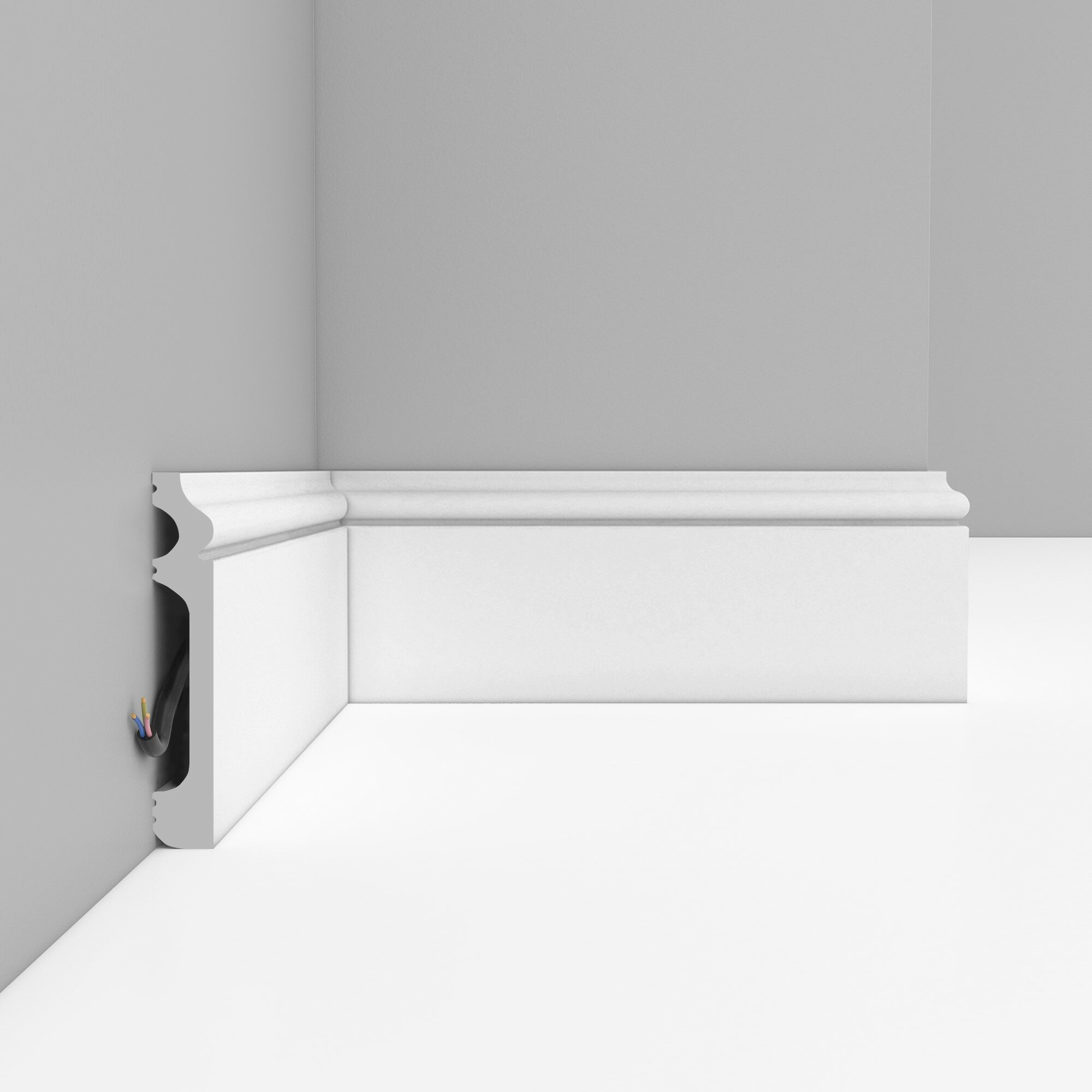 Плинтус дюрополимер напольный DECOMASTER (декомастер), 79х13х2000 мм, D005 ДМ белый