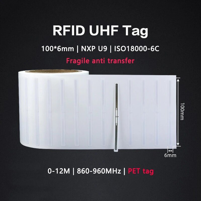 RFID-метки UHF бумажные NXP U8/U9 20 шт Anti transfer100x6mm