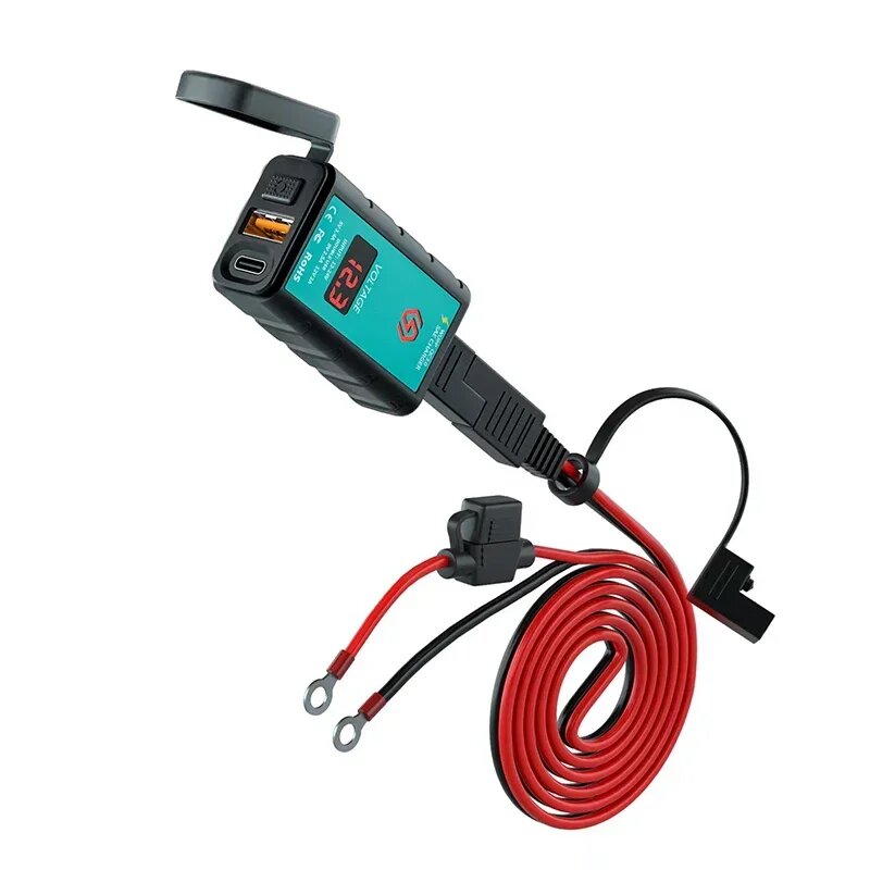 Зарядное устройство для мотоцикла QC3.0, 12 В, USB, быстрое зарядное устройство, водонепроницаемый переключатель с вольтметром вилка, разъем SAE на USB Type-C, аксессуары для мотоциклов A 1.4M USB Type-C