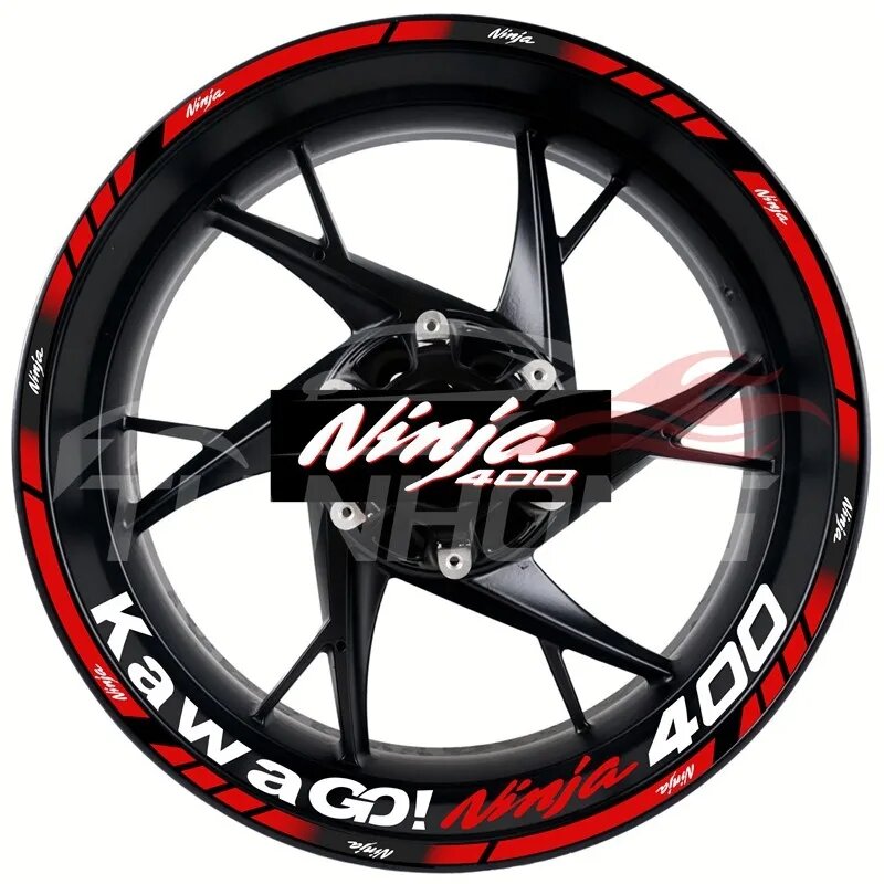 Для мотоцикла Kawasaki 17-дюймовая наклейка на ступицу колеса, украшение логотипа Ninja 125 250 300 400 650 ZX-6r 10R 14R, светоотражающая наклейка на обод