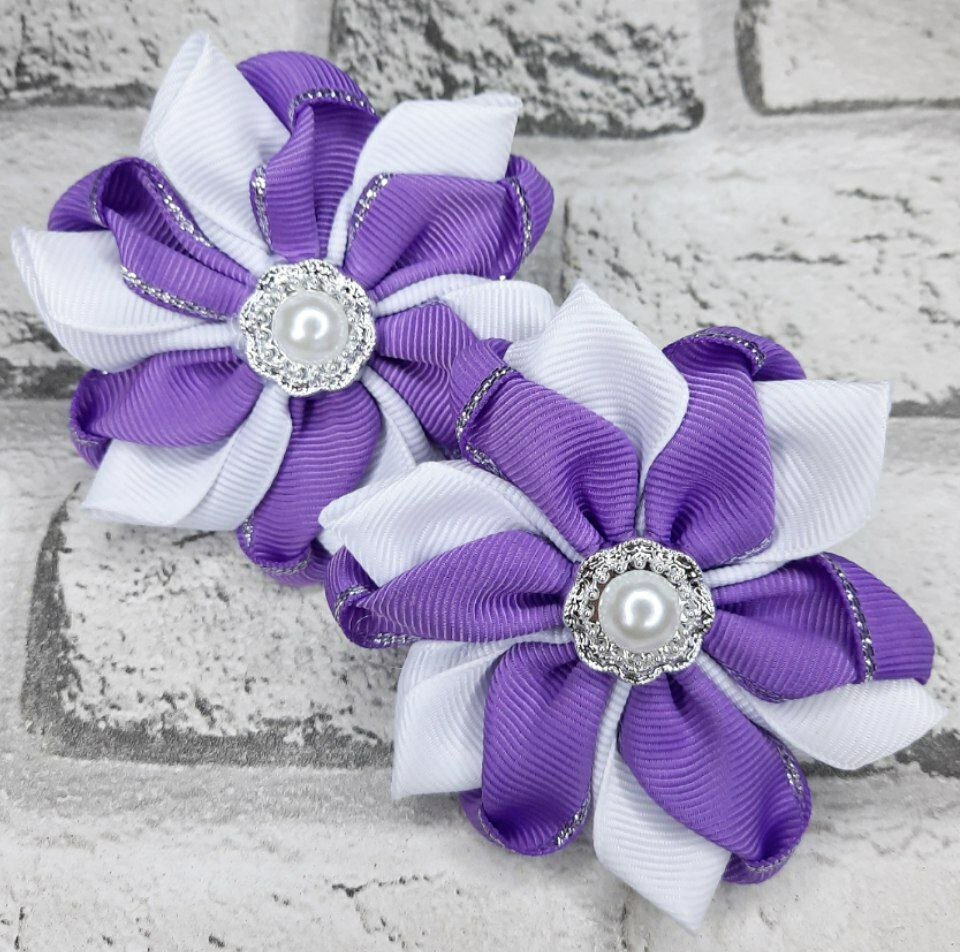 Банты ручной работы. Фиолетовые. Школьные.