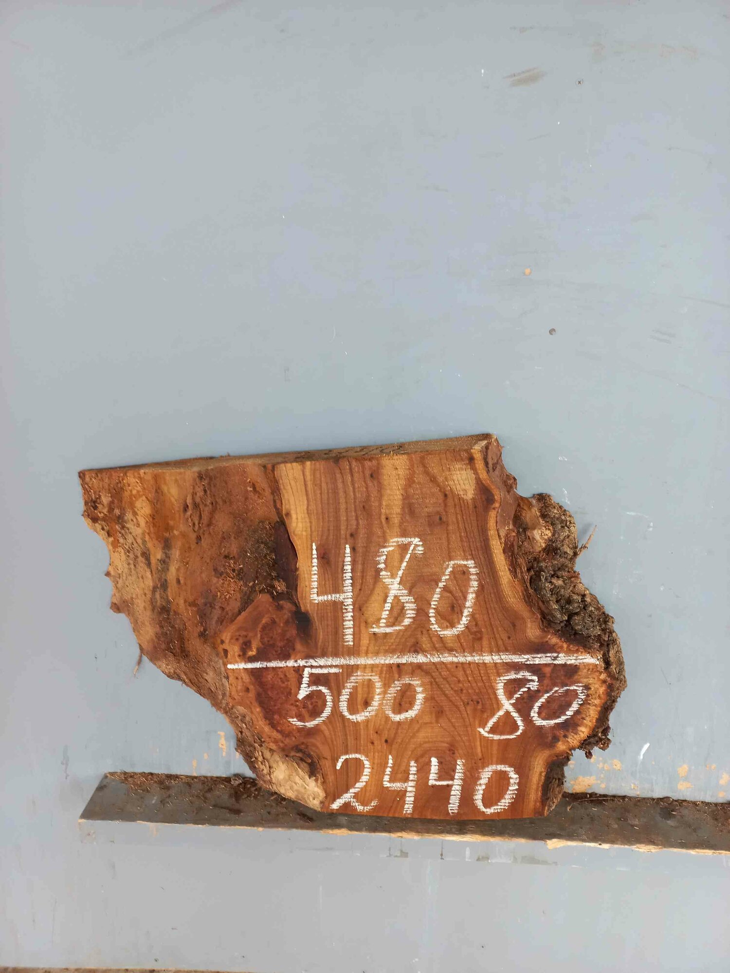 Слэб из массива дерева твёрдых пород Карагач №2440, 8*48*50 см, доклес