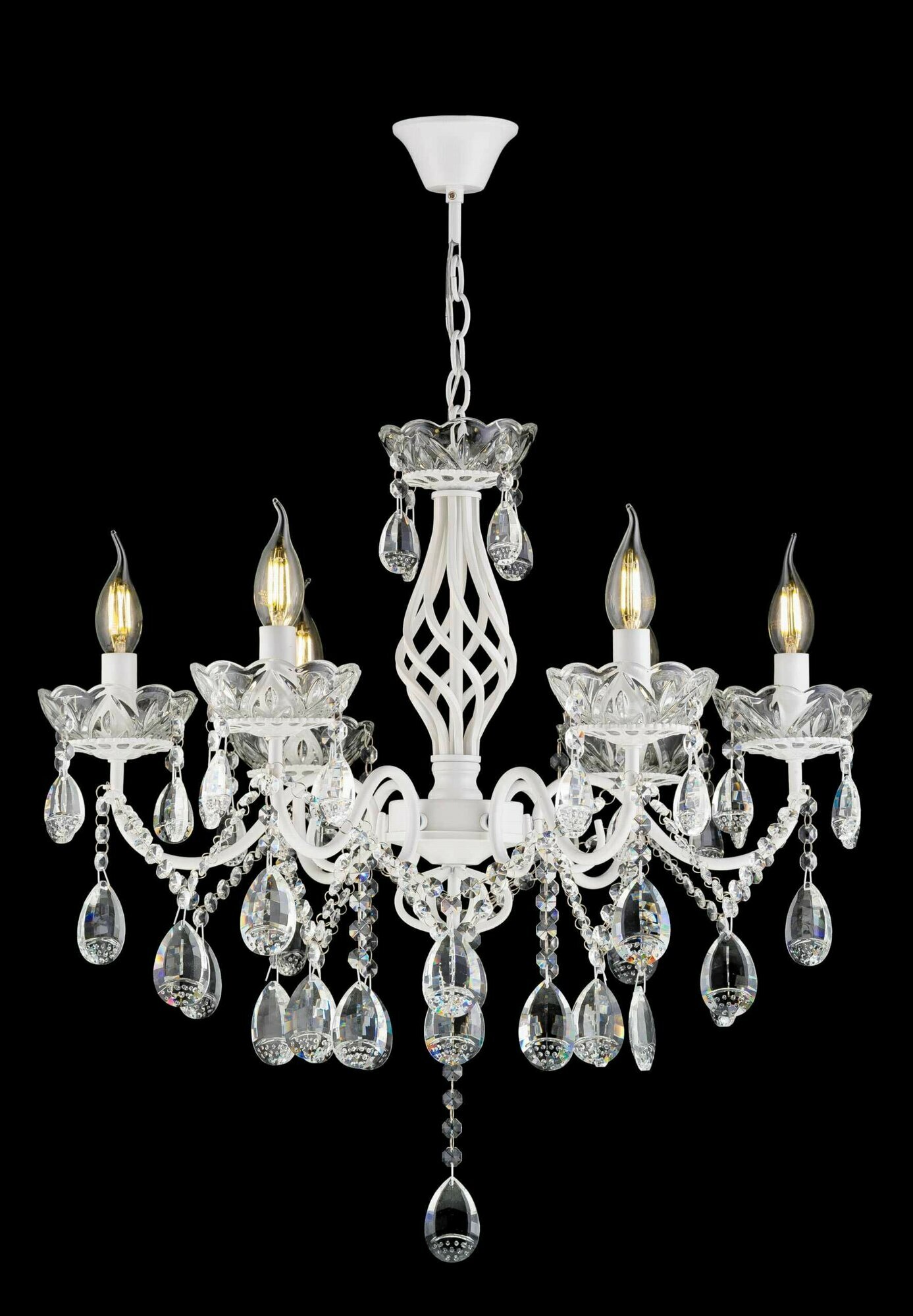 Люстра подвесная в классическом стиле с сменными лампочками Свет Столицы N2313-6 WT, цоколь E14