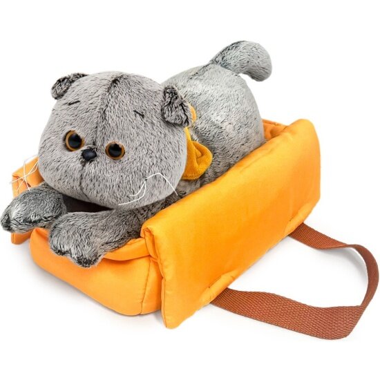 Мягкая игрушка Budi Basa Kl25-001 Кот Басик в сумке-переноске лежачий 25 см