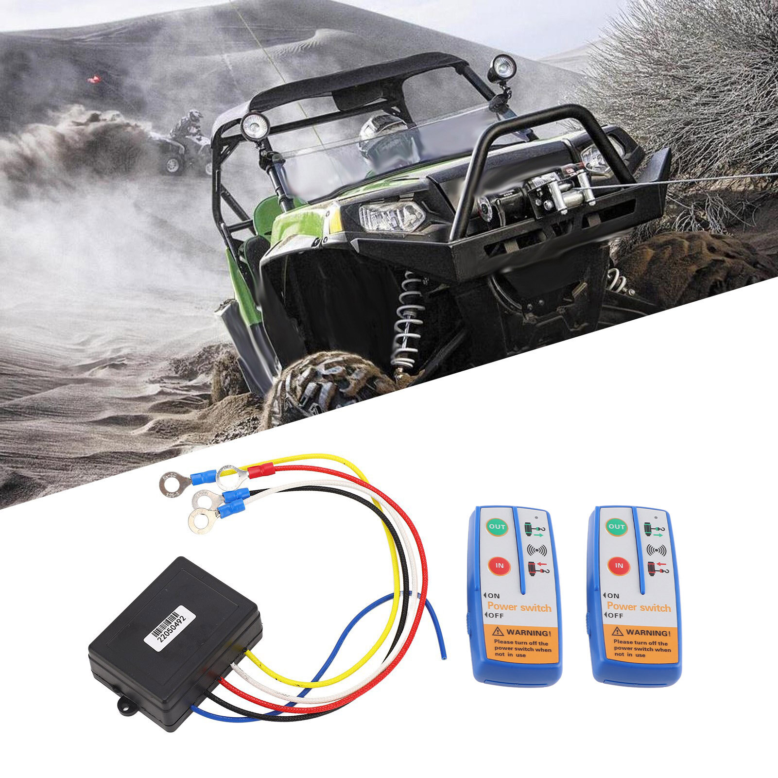 Электрический лебедка Беспроводной пульт дистанционного управления Контроллер Система 150 футов 12V для Грузовой машины ATV SUV 17000 фунтов с двумя пультами пластик 45x105x25мм 45x23x60мм 60 мАч 5-7A 120W -40-+80℃