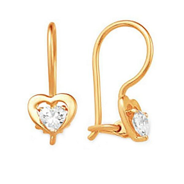 Серьги, красное золото, 585 проба, фианит