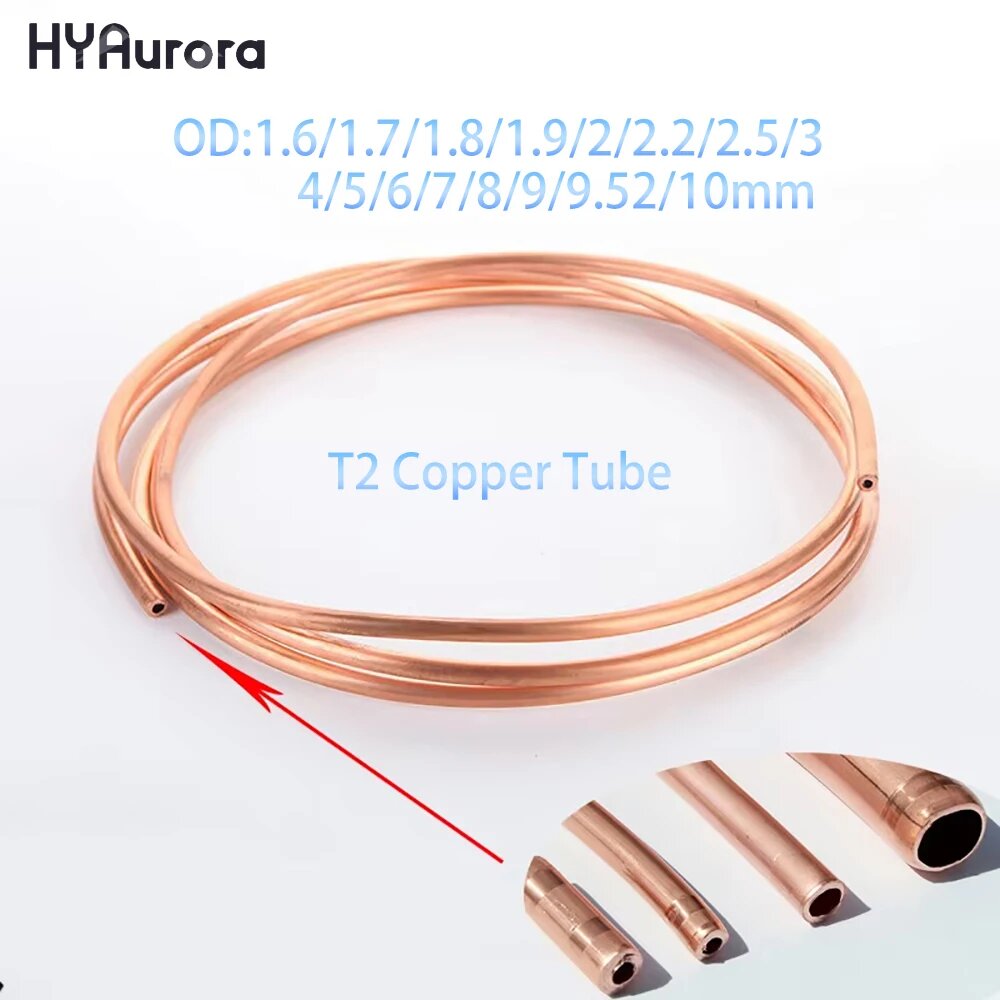 Медные трубки T2 Copper 2.5x1.5x0.5mm, 1 Metre