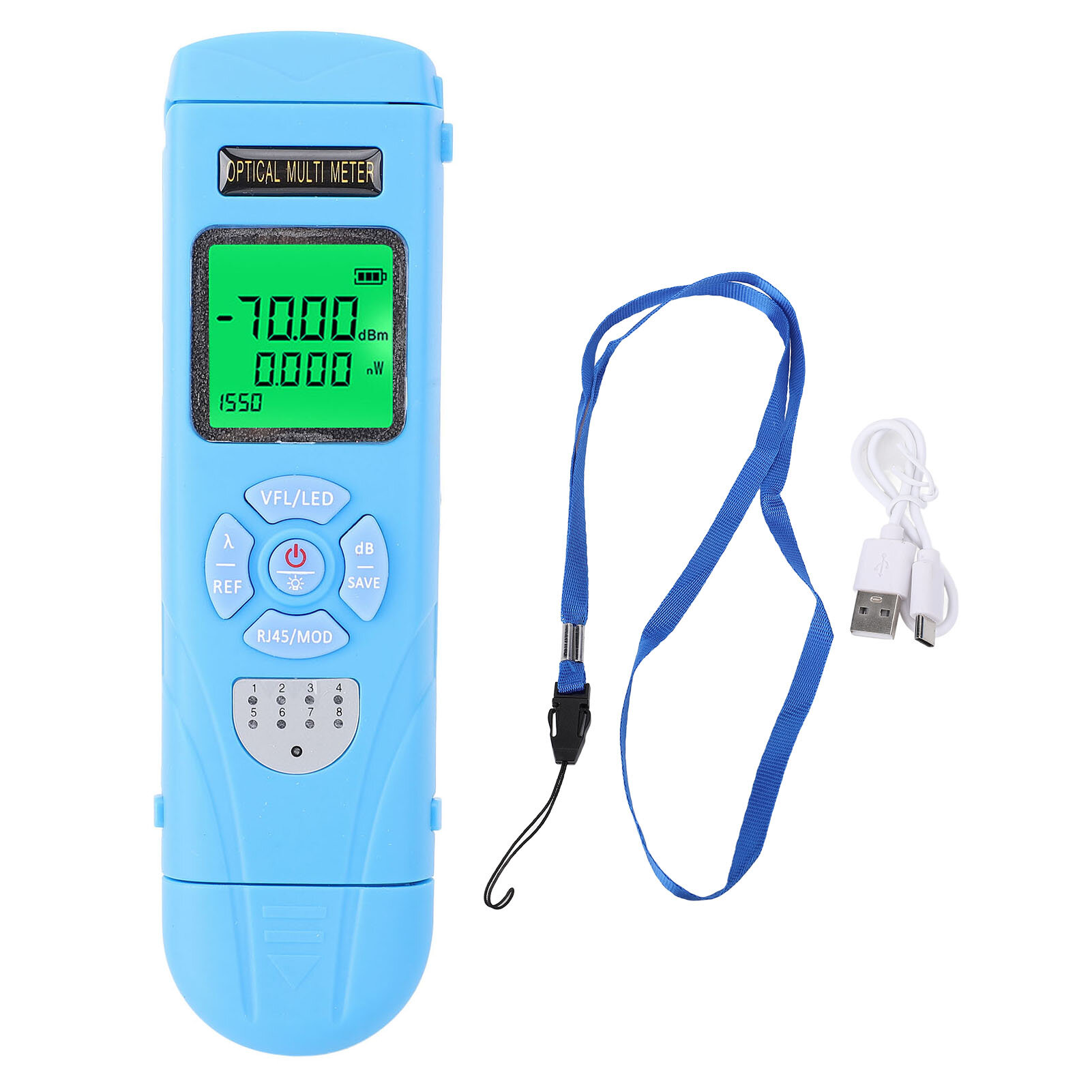 Тестер волоконно-оптических кабелей -50-+26 дБм, диапазон длин волн 850-1650 нм, многофункциональный оптический измеритель мощности, дальность действия 30 км, светодиодная подсветка.