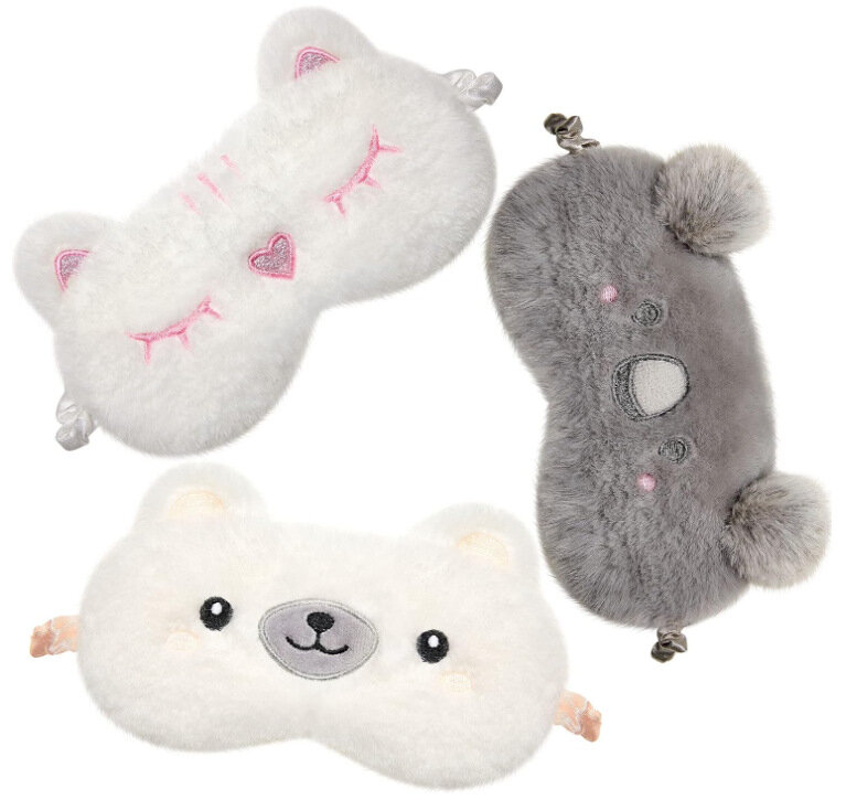 Набор из 4 плюшевых масок для сна в виде животных. Милые мультяшные маски для сна. Мягкие и уютные повязки на глаза для детей и взрослых. Маска для сна в виде медведя, кота и коалы. Подходит для путешествий, сна и отдыха.