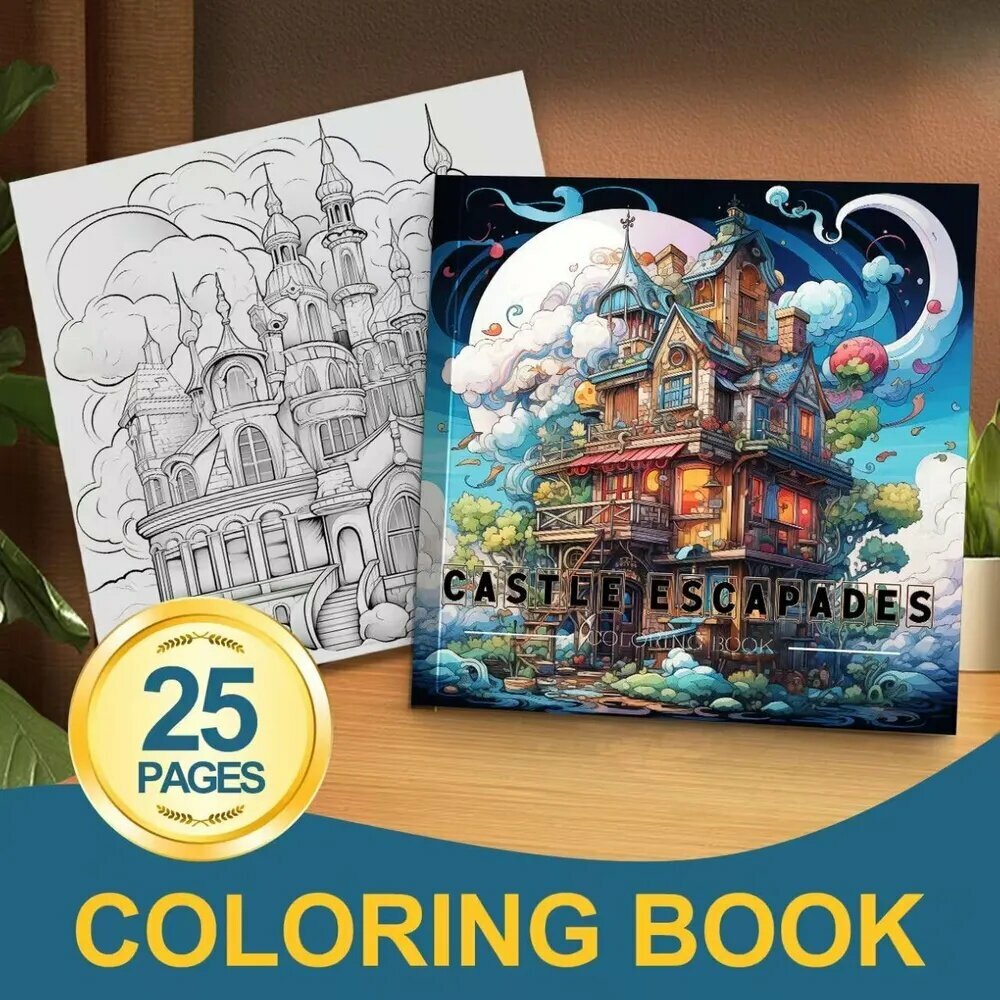 Книжка-раскраска в Деревянный дом, Альбом для рисования Деревянный дом, высокое качество Книга каракулей20 см*20 см, подходит для раскрашивания как взрослыми, так и детьми