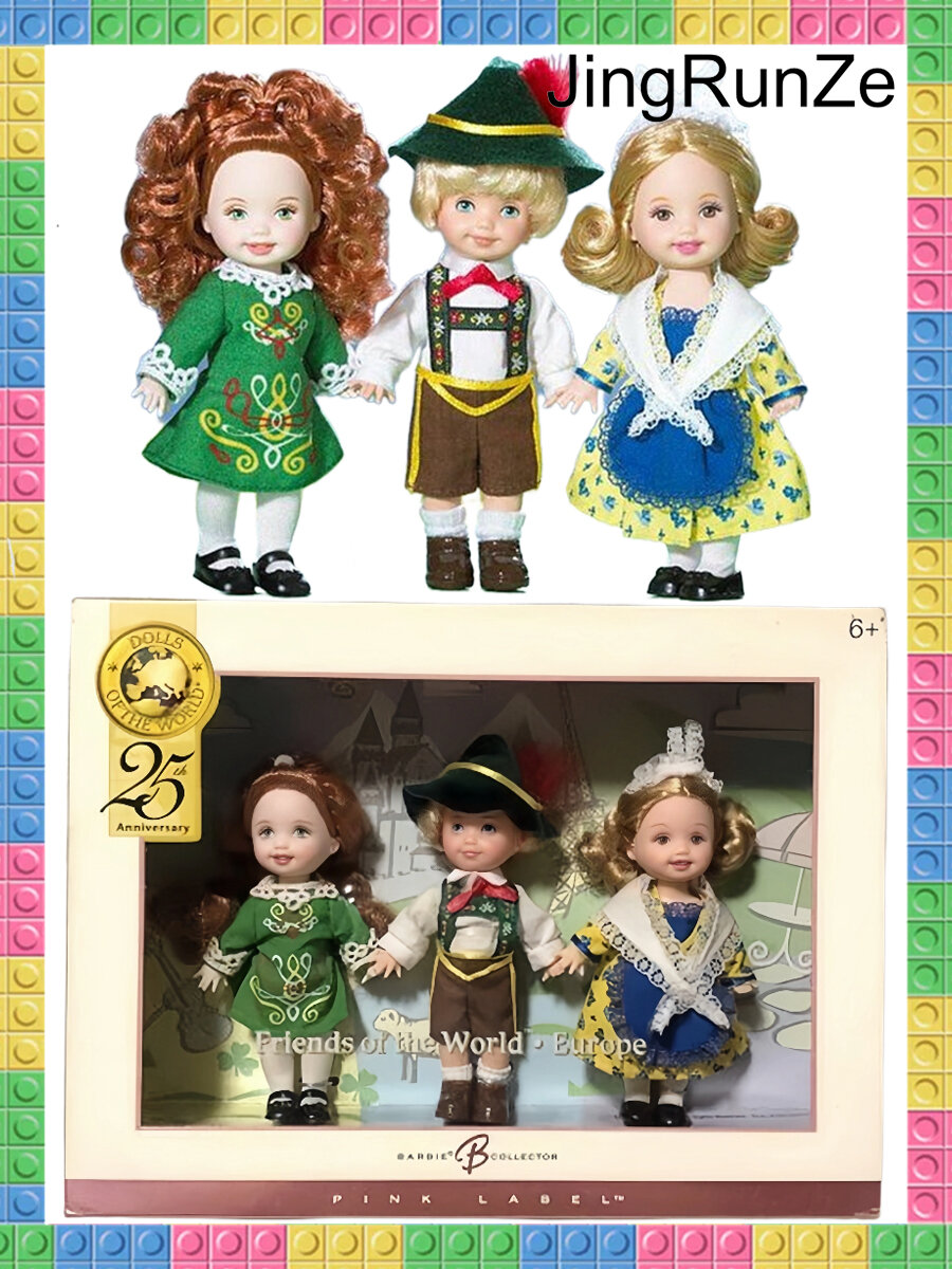 2005 Куклы Barbie, Келли и их друзья, набор из 3 предметов в европейских традиционных костюмах, коллекция кукол 10 см, NRFB