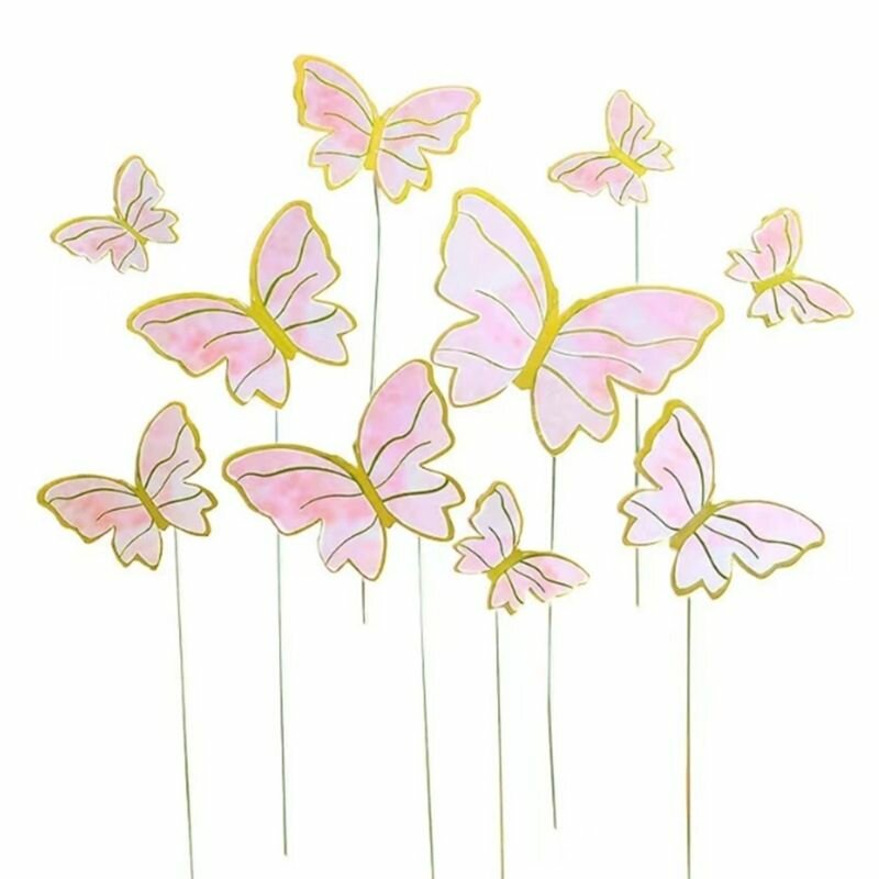 10 наборов по 100 штук для украшения торта с бабочками для выпечки-розовый
