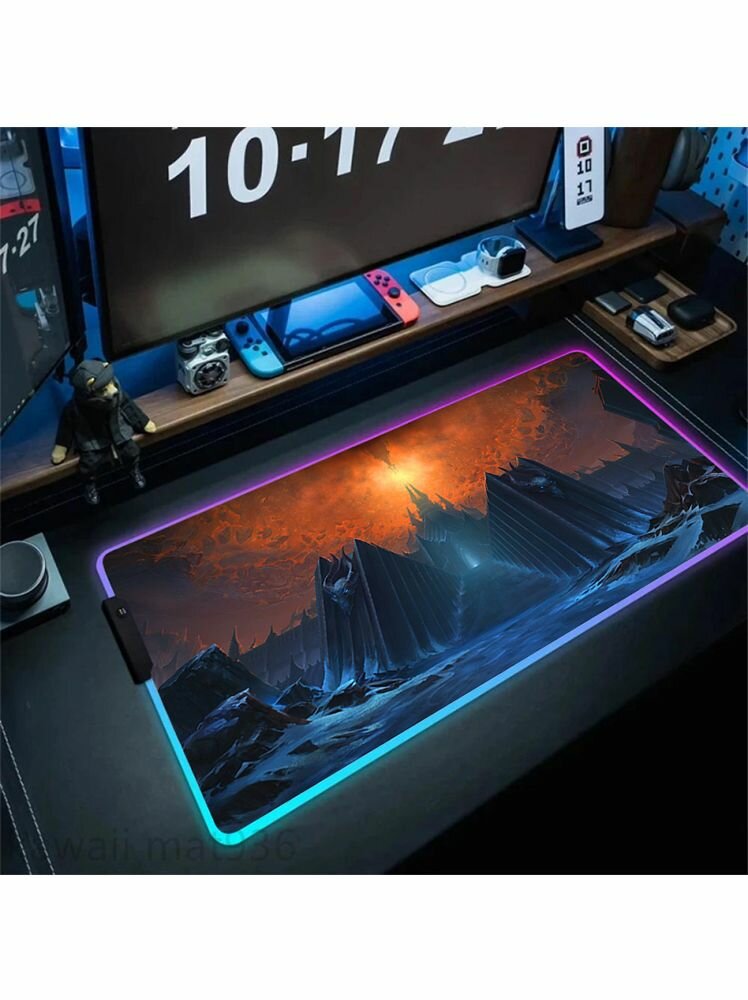 Игровой коврик World of Warcraft "Горчичный", для клавиатуры и мышки, подсветка, USB, XXL