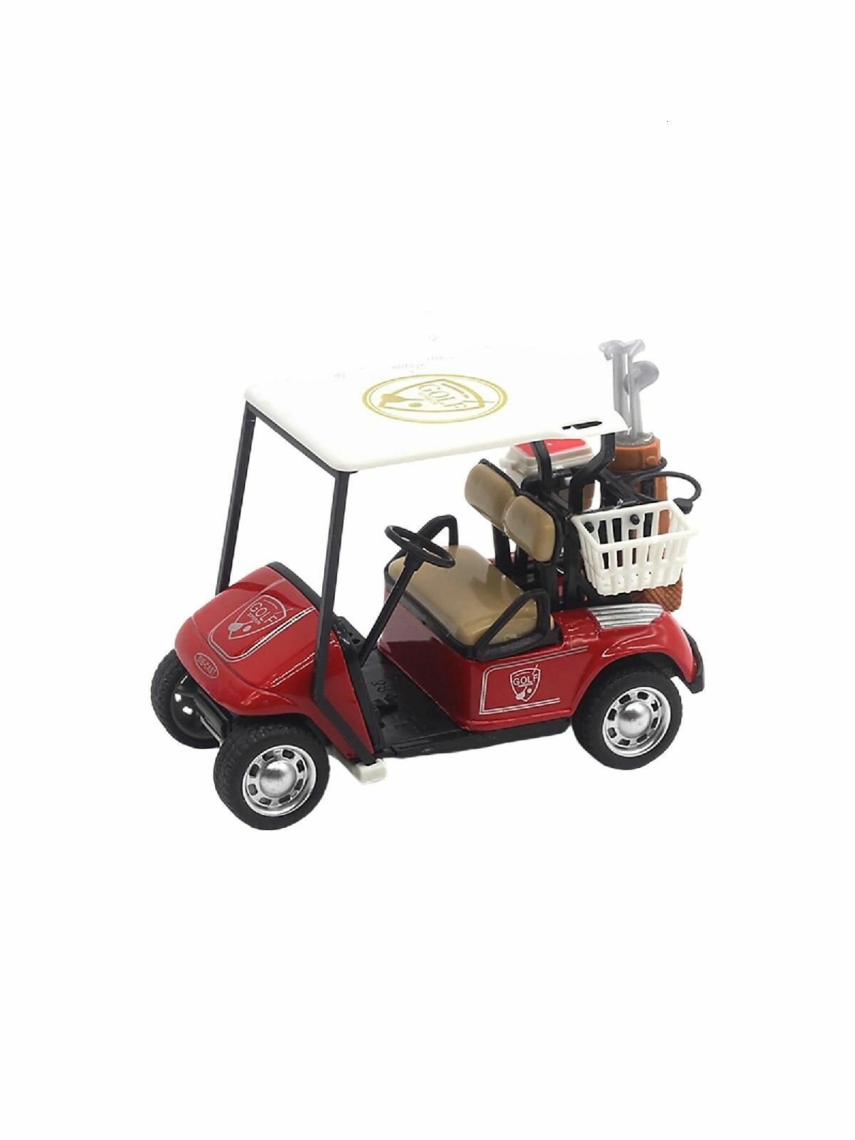 Статуэтка, Настольная модель гольф-кара 1: 36 для украшения гольф-кара, функция возврата -красный