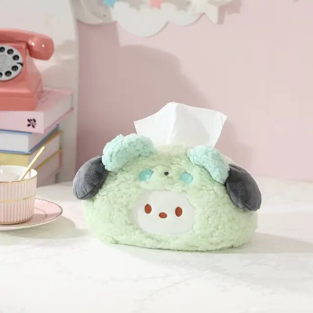 Мультяшная коробка для хранения салфеток Sanrio с булочкой из корицы, плюшевая домашняя коробка для хранения салфеток, симпатичное украшение для рабочего стола, коробка для салфеток для девочек, модный подарок,
