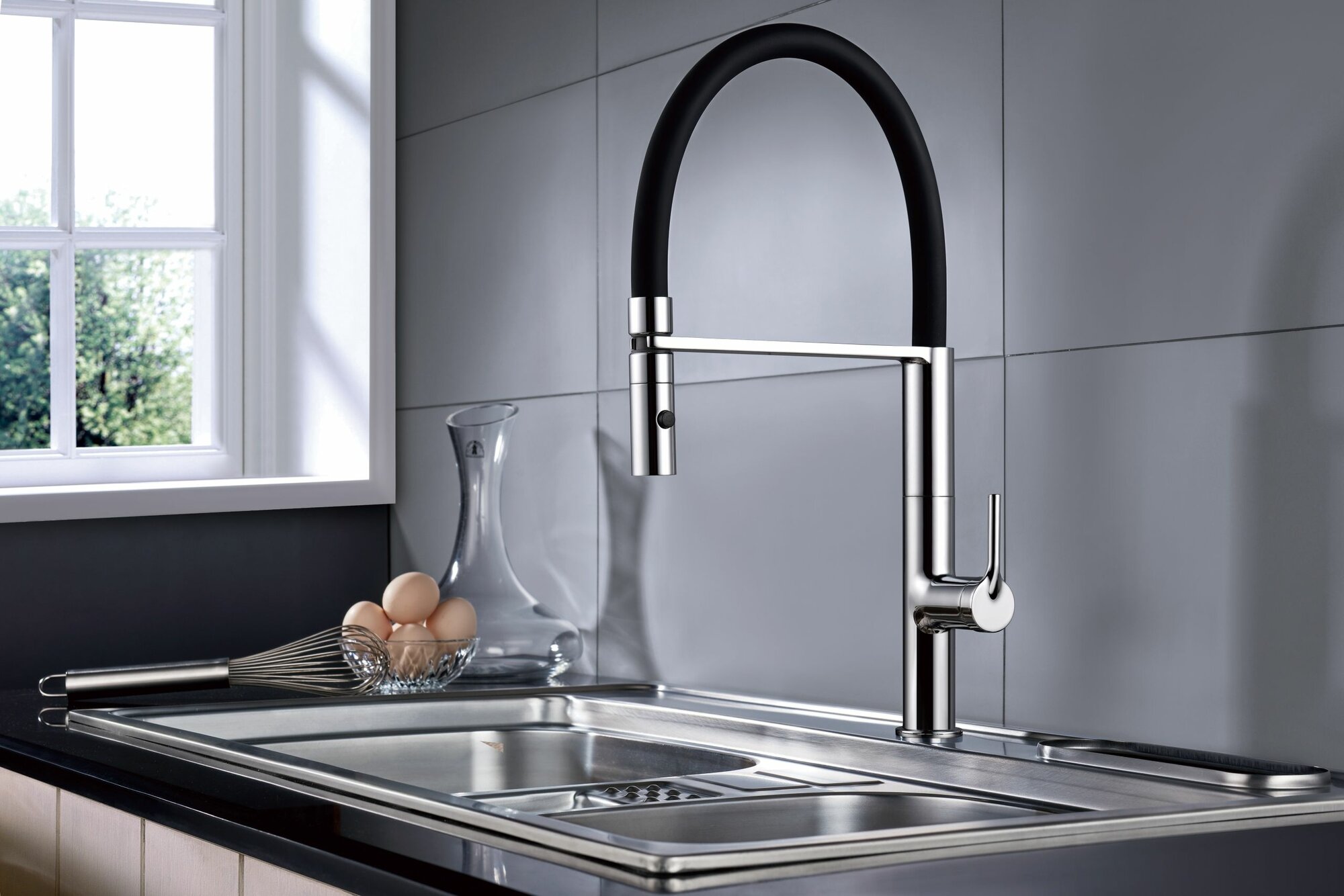 Смеситель для кухни Vincea VKF-114CH, с гибким изливом, хром