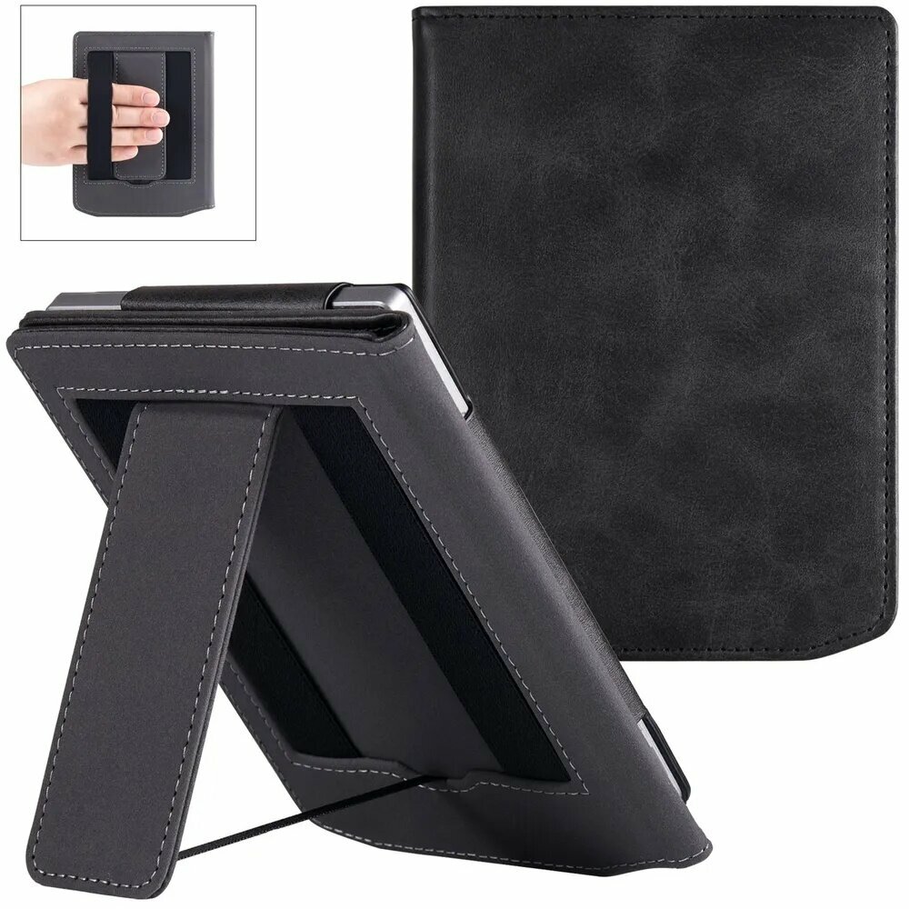 BOZHUORUI Чехол-подставка для 6" Pocketbook Verse Pro/Verse Pro Color e-Reader, легкий чехол из искусственной кожи с двумя ремешками для рук и автоматическим сном/пробуждением