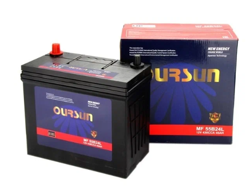 Аккумулятор автомобильный OURSUN JIS MF55B24L 45Ah 430А (232x132x225) B24L 232x132x225